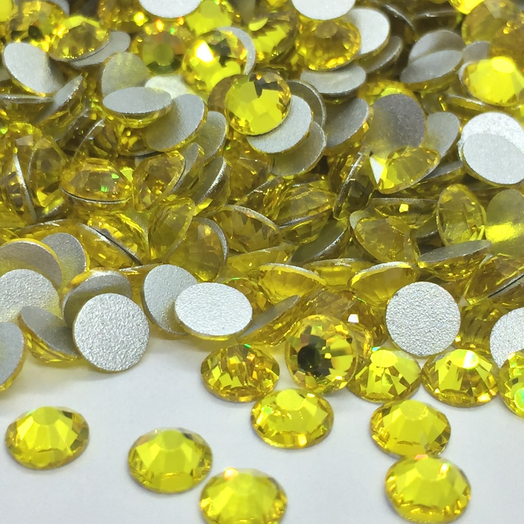 YELLOW Glass Rhinestones to Stick Round Home Decoration Rhinestones ...