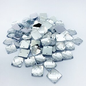 Acrylic Rhinestone Sew on Square Grid Straight Hole CRYSTAL 12mm, 14mm ...