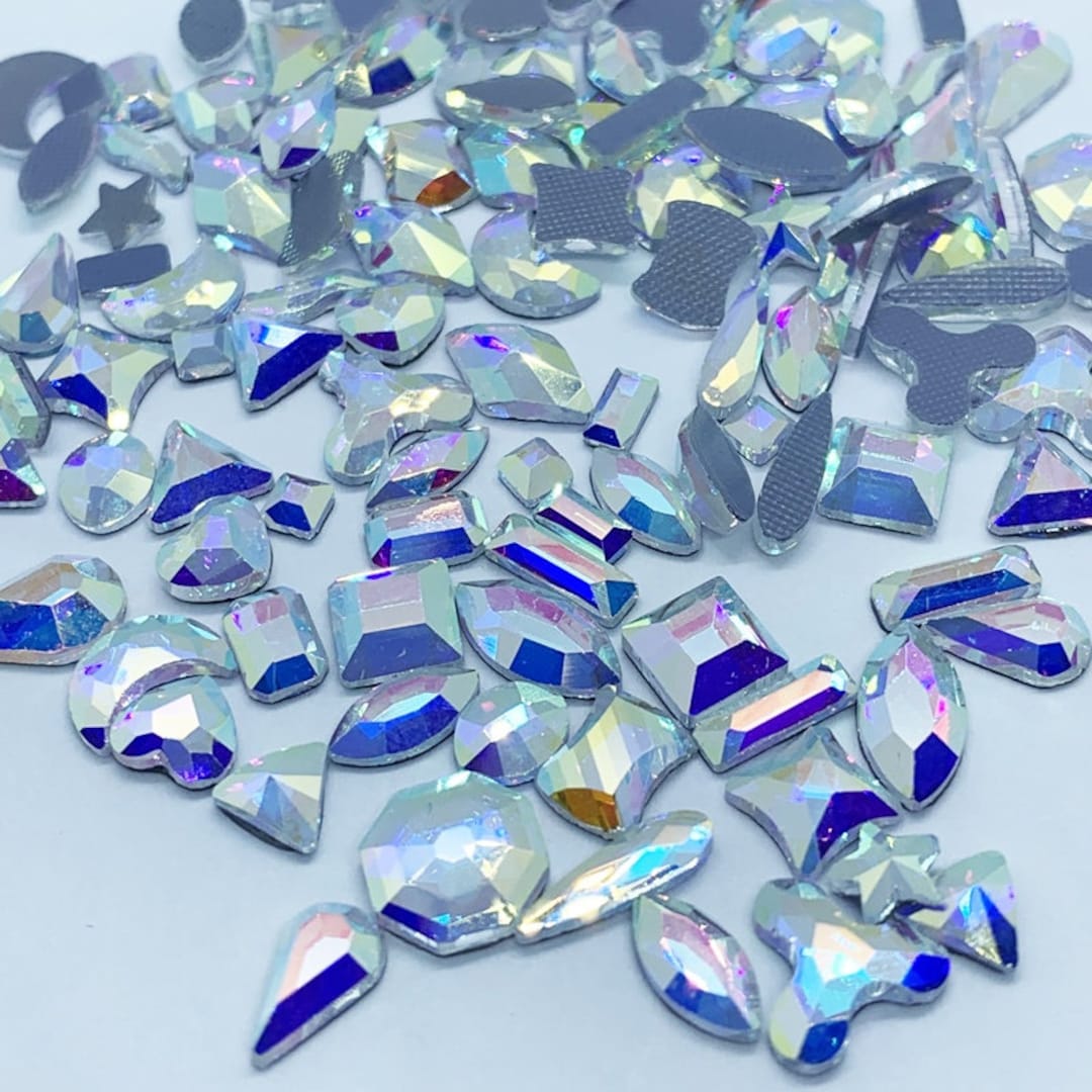 MULTI SHAPE Iron-on Glass Rhinestones - AB Crystal - Hotfix Rhinestones ...
