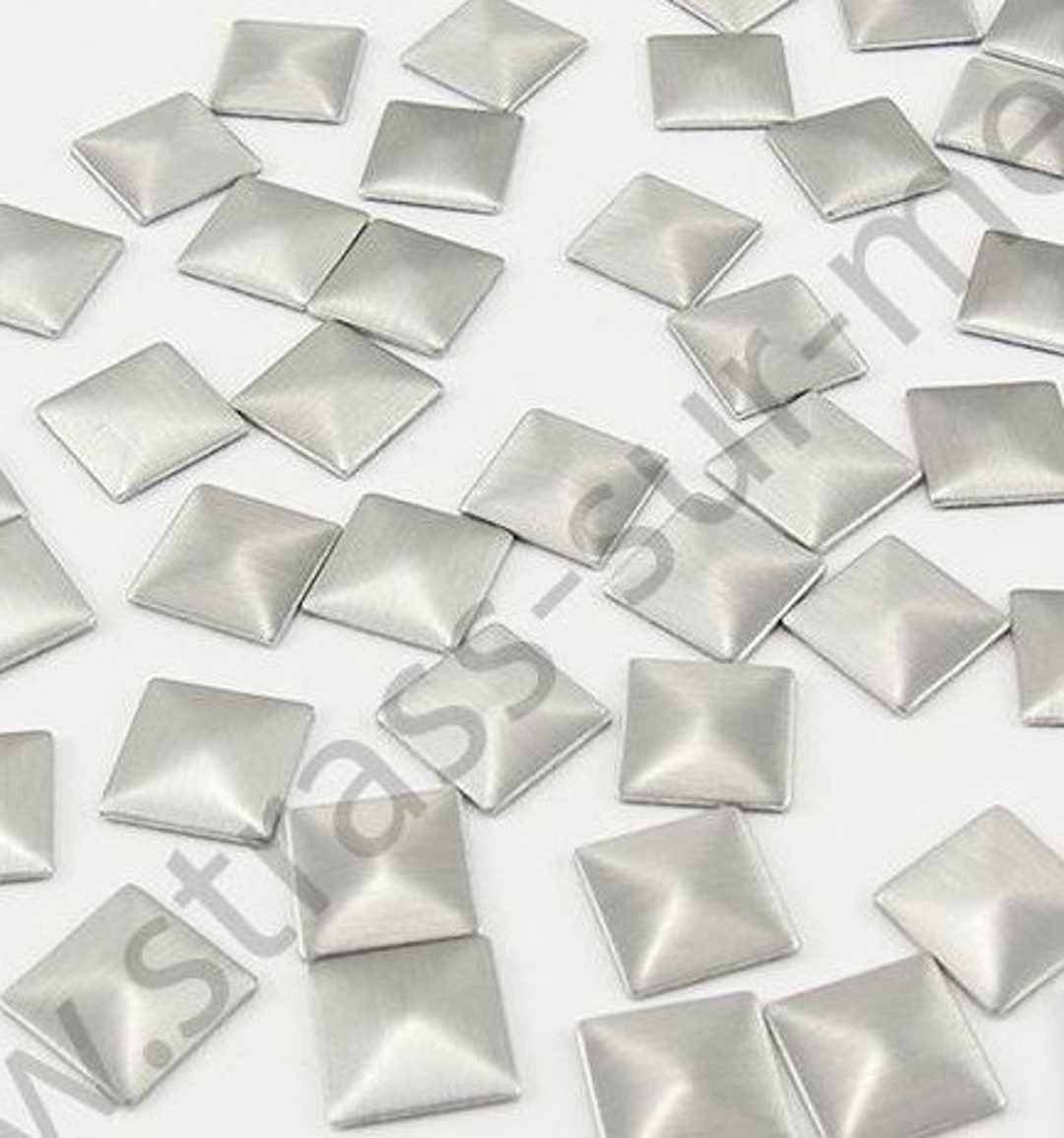 Matte Silver Square With Iron-on Rhinestones - Hotfix Metal Square ...