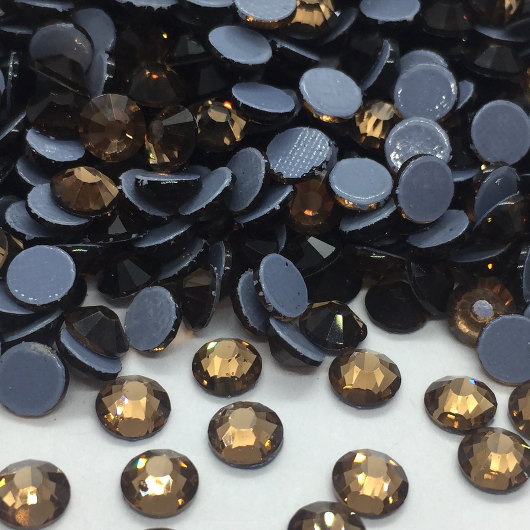 High Quality BROWN Iron-on Rhinestones, Glass Rhinestones 2mm to 6mm ...