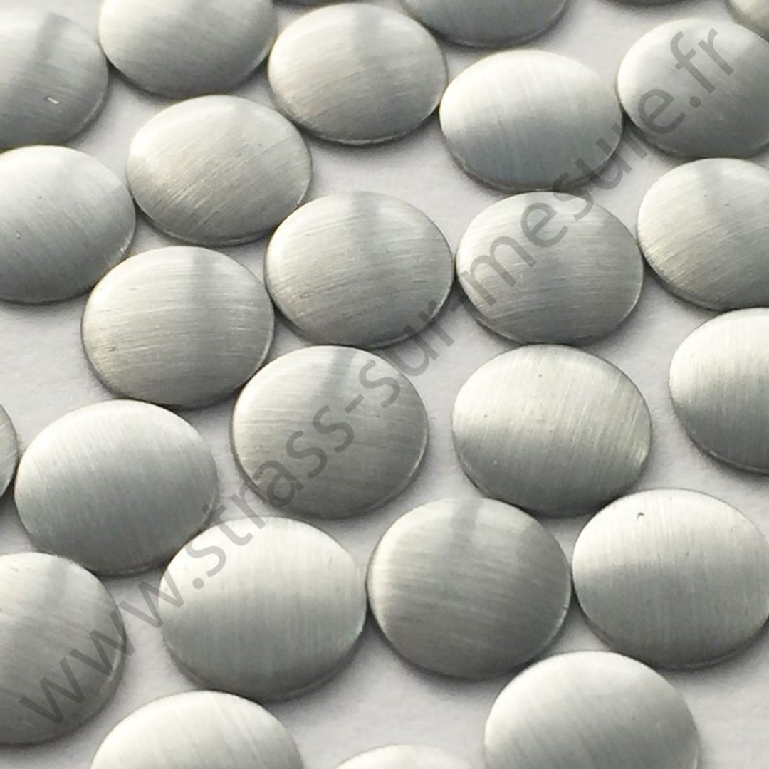 Round Iron-on Nail MATTE SILVER Metal Rhinestones, Textile ...
