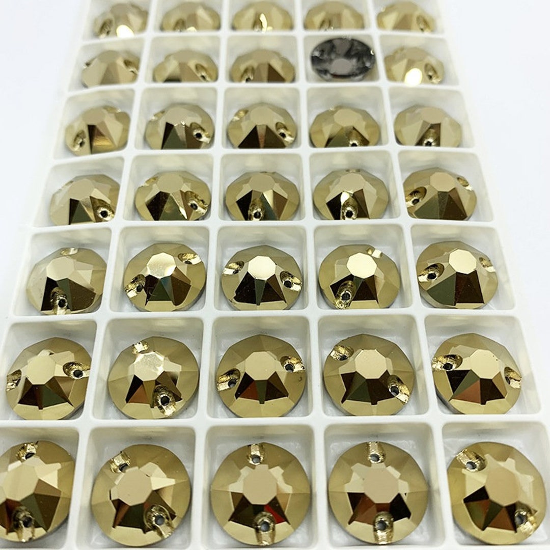 XIRIUS Sew-on Rhinestones in Round Glass Gold 8mm to 12mm Swarovski ...