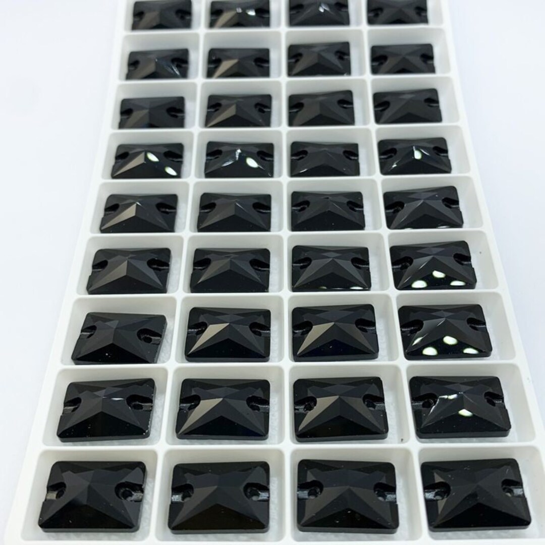 RIGHT RECTANGLE Glass Sew-on Rhinestones BLACK 8x10mm to 18x25mm ...