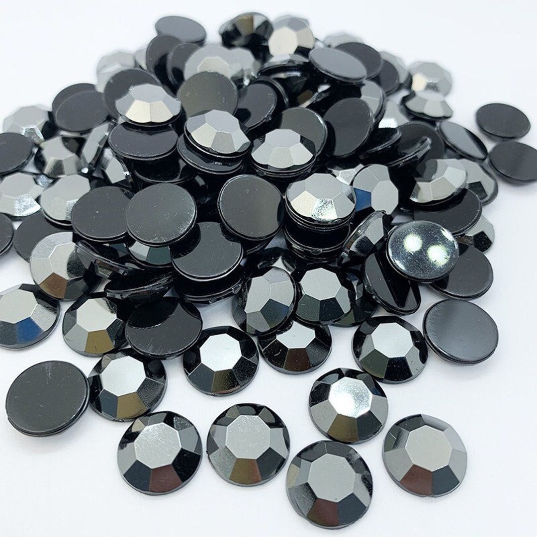 Round Acrylic Rhinestone to Stick on BLACK MOTHER OF PEARL 2mm to 14mm ...