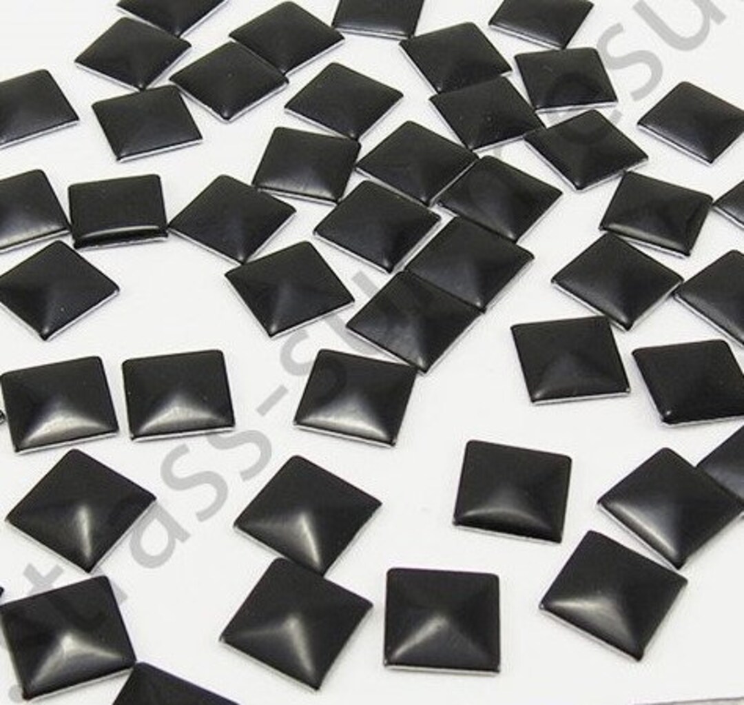 Iron-on Rhinestone Square BLACK Hotfix Metal Square Rhinestone ...