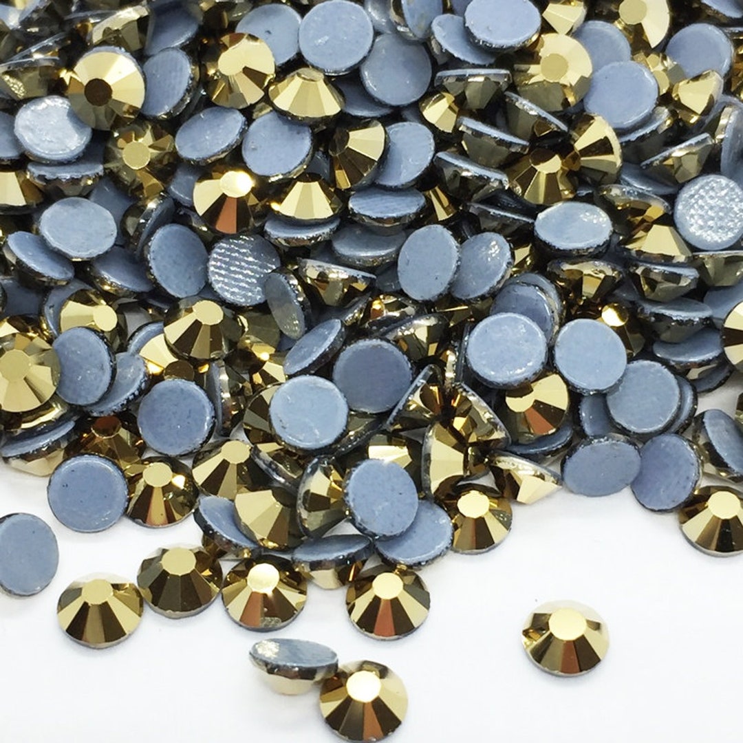 GOLDEN HEMATITE Hotfix Iron-on Rhinestones Glass Rhinestones 2mm to 6mm ...