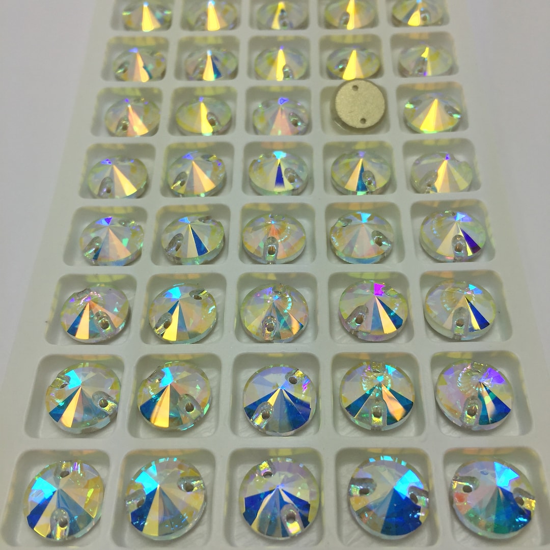 RIVOLI Sew-on Rhinestones in Round Glass AB Cristal 8mm to 18mm ...