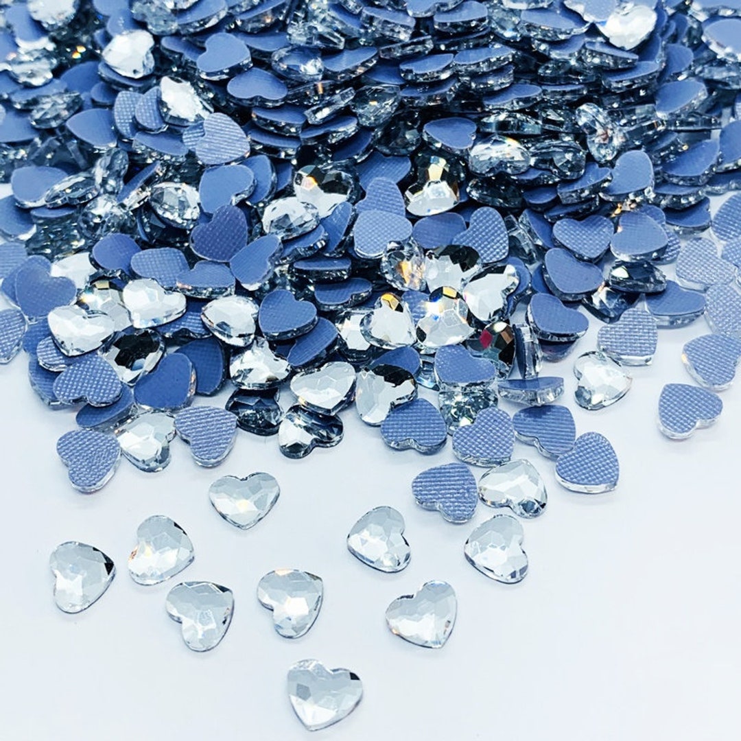 Glass Heat-adhesive HEART Rhinestones CRYSTAL Hotfix Rhinestones ...
