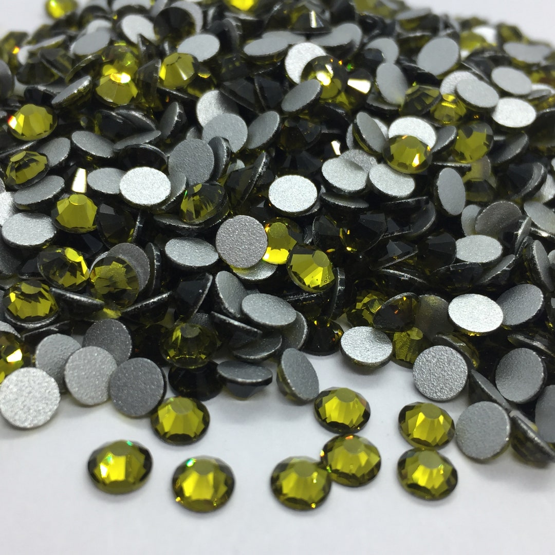 OLIVE GREEN Round Glass Rhinestones to Stick on - Home Decor ...