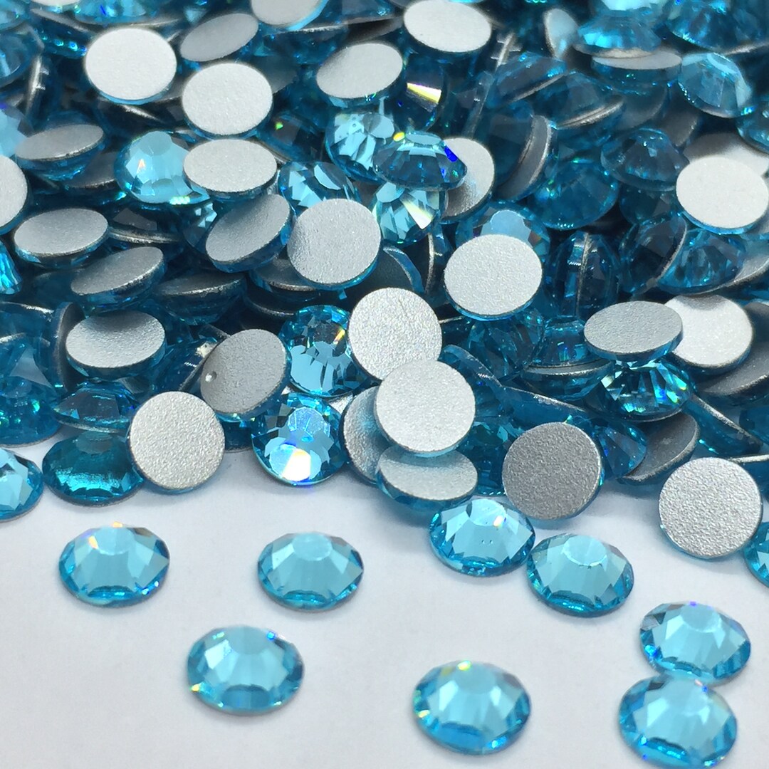 BLUE LAGOON Rhinestones in Glass to Stick Round Home Decoration ...