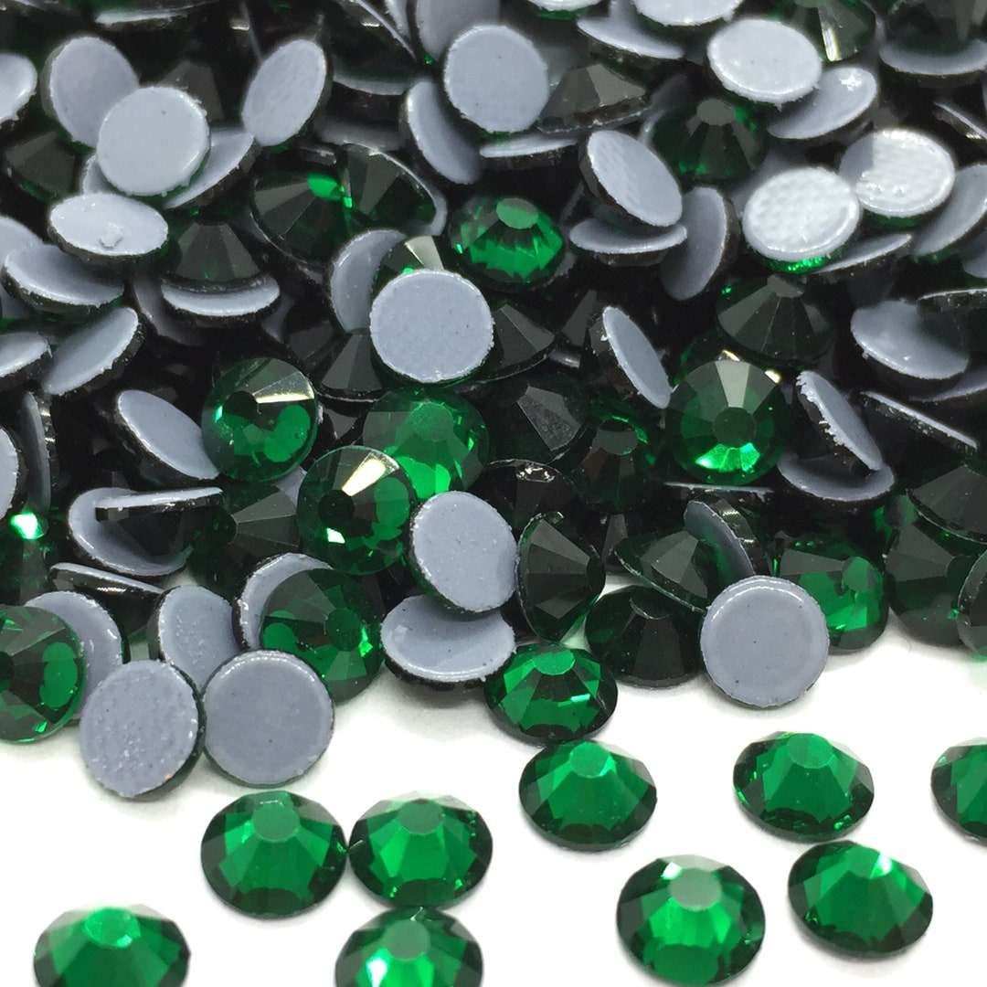 EMERALD GREEN Hotfix Rhinestones - Glass Rhinestones 2mm to 6mm ...