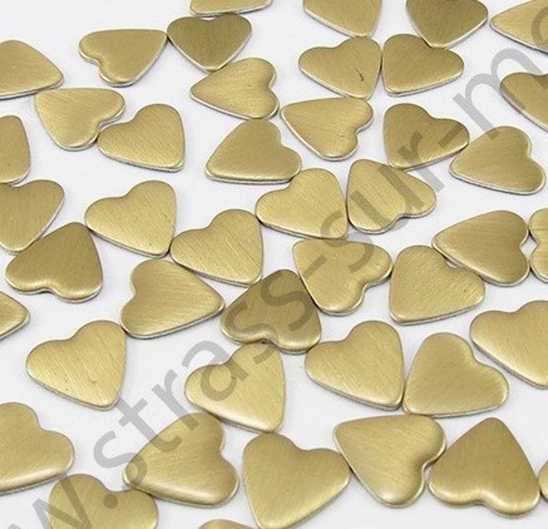 Matte Gold Iron-on Heart Stud With Hotfix Metal Rhinestones ...