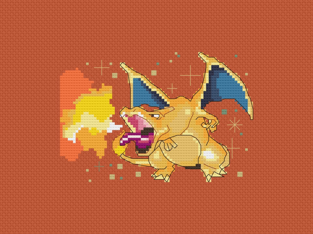 Charizard Holographic Pokemon Card Cross Stitch Pattern - Etsy