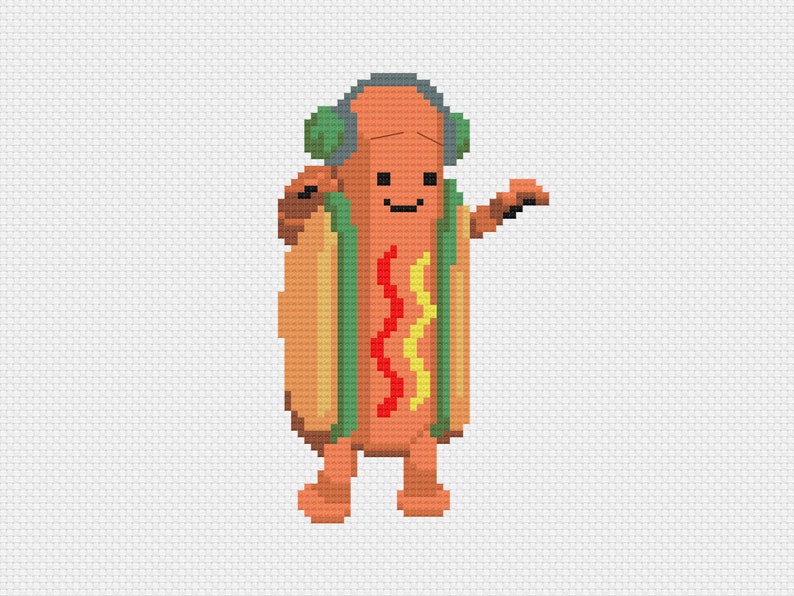 Dancing Hot Dog Cross Stitch Pattern | Etsy