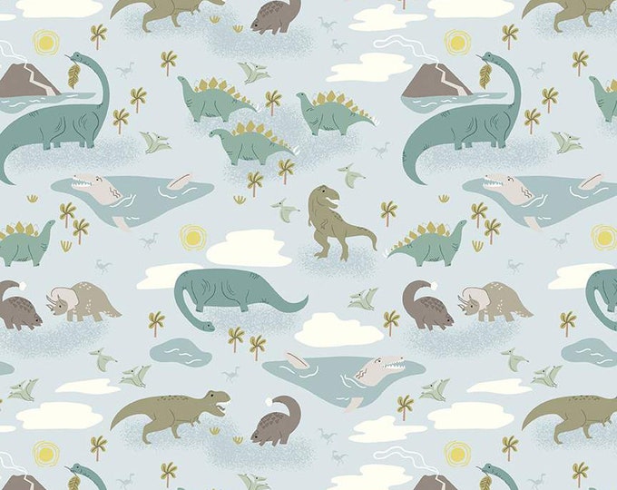 Roar Flannel Main Sky by Citrus & Mint Designs for Riley Blake Designs ...