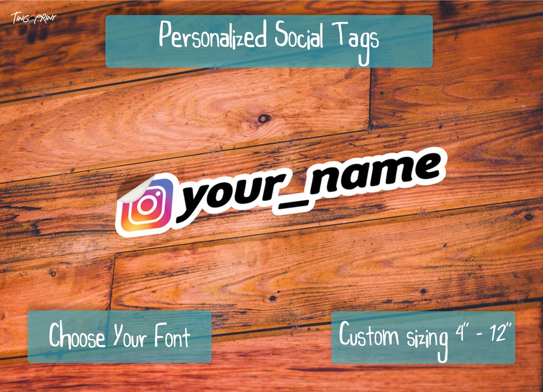 Custom Instagram Username Tag Full Color Choose Your Size - Etsy
