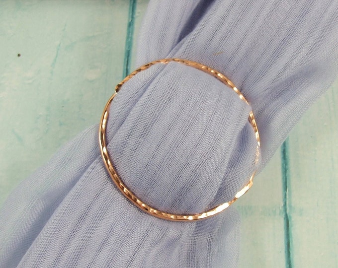 Large Scarf Ring, Hammered Copper Scarf Slide Buckle. Hand Forged Copper, Linen Scarf Retainer 8 ...