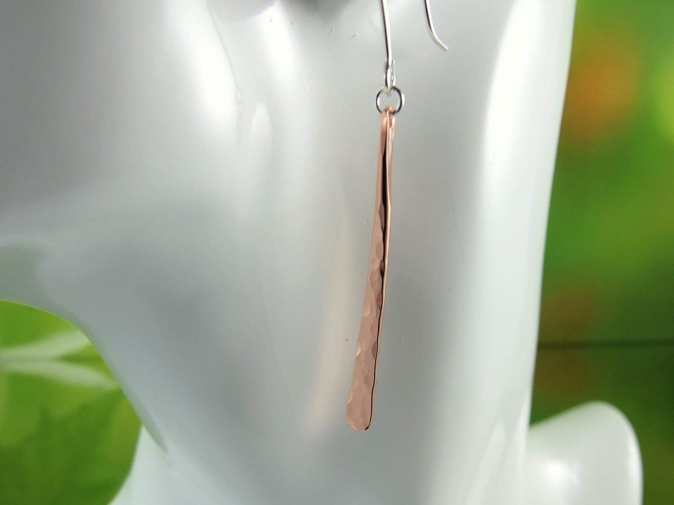 Copper Dropper Earrings Copper and .925 Sterling Silver Hand - Etsy UK