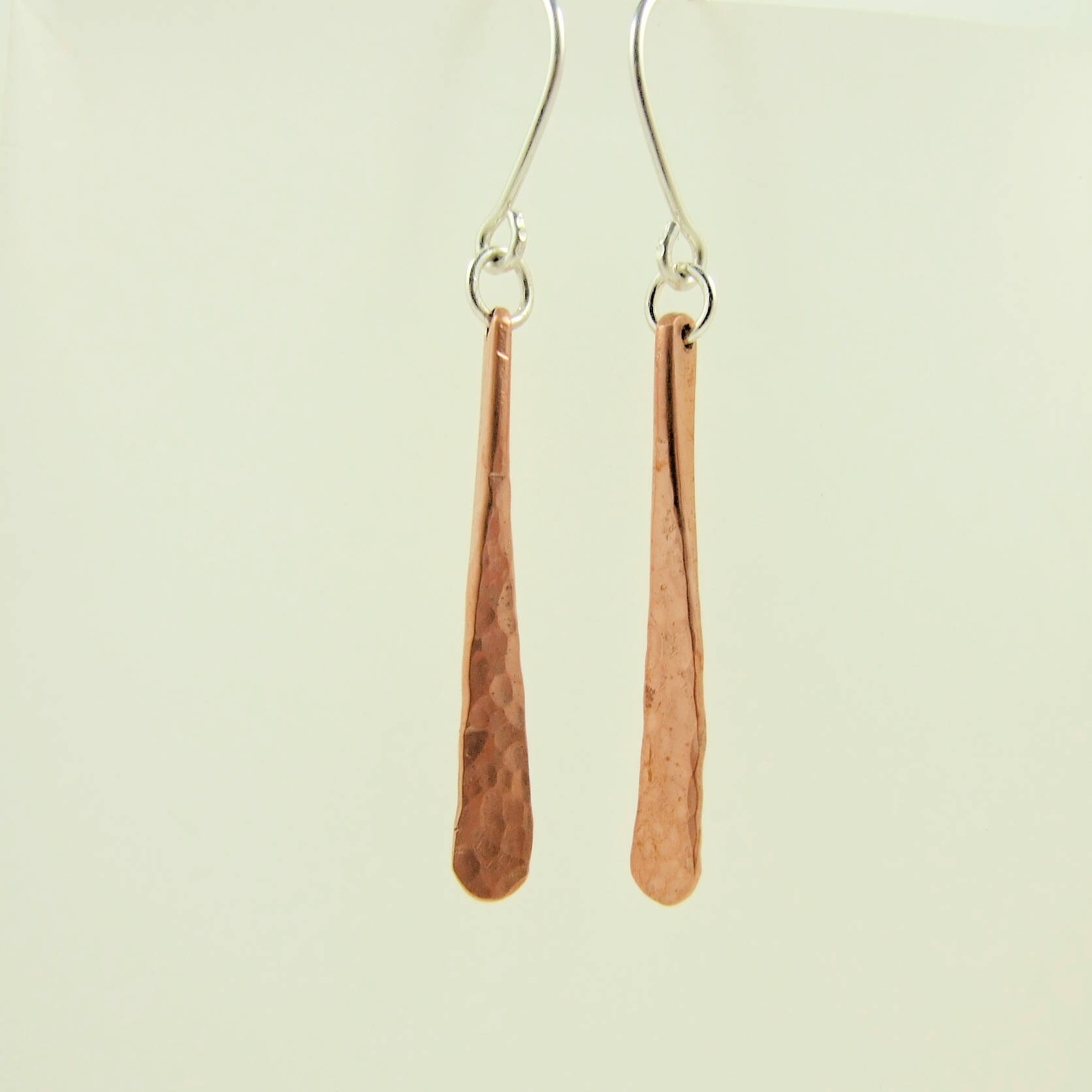 Copper Dropper Earrings Copper and .925 Sterling Silver Hand - Etsy UK