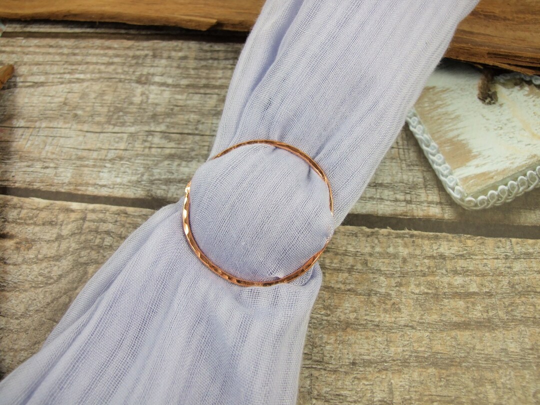 Medium Round Scarf Ring Hammered Copper Scarf Slide Buckle. - Etsy