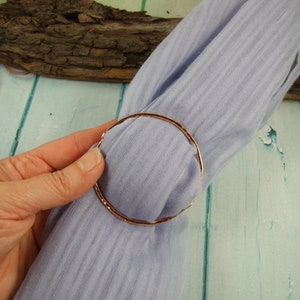 Large Scarf Ring, Hammered Copper Scarf Slide Buckle. Hand Forged Copper, Linen Scarf Retainer 8 ...