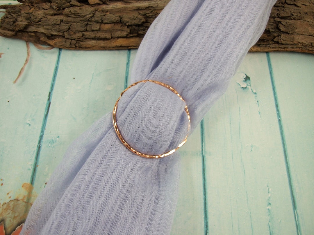 Large Scarf Ring, Hammered Copper Scarf Slide Buckle. Hand Forged Copper, Linen Scarf Retainer 8 ...