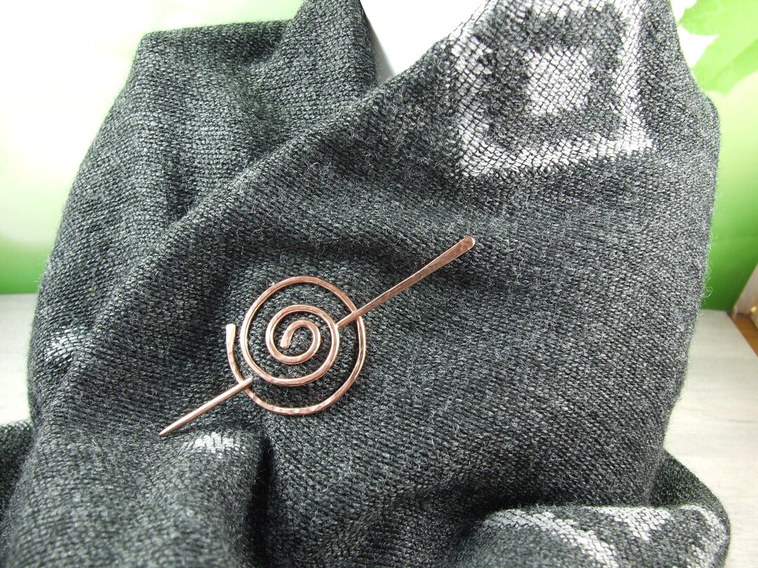 Spiral Shawl Pin. Copper Hammered. Suitable for Open Weave or Knit ...