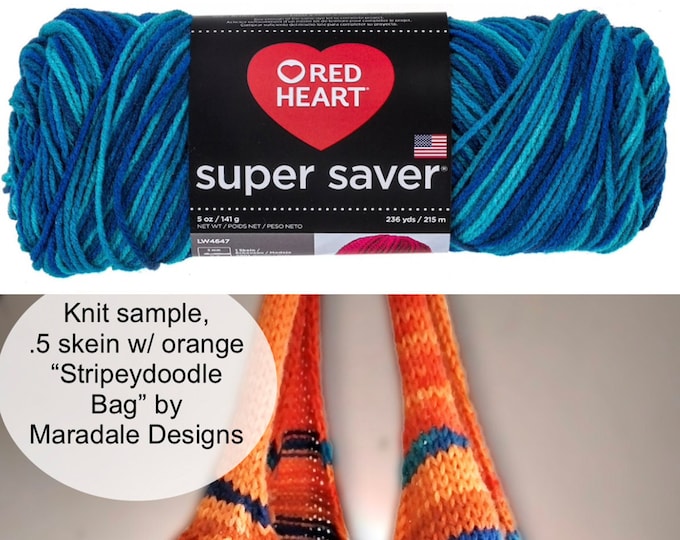 Macaw Red Heart Super Saver Yarn Acrylic 4 Weight Variegate Blue