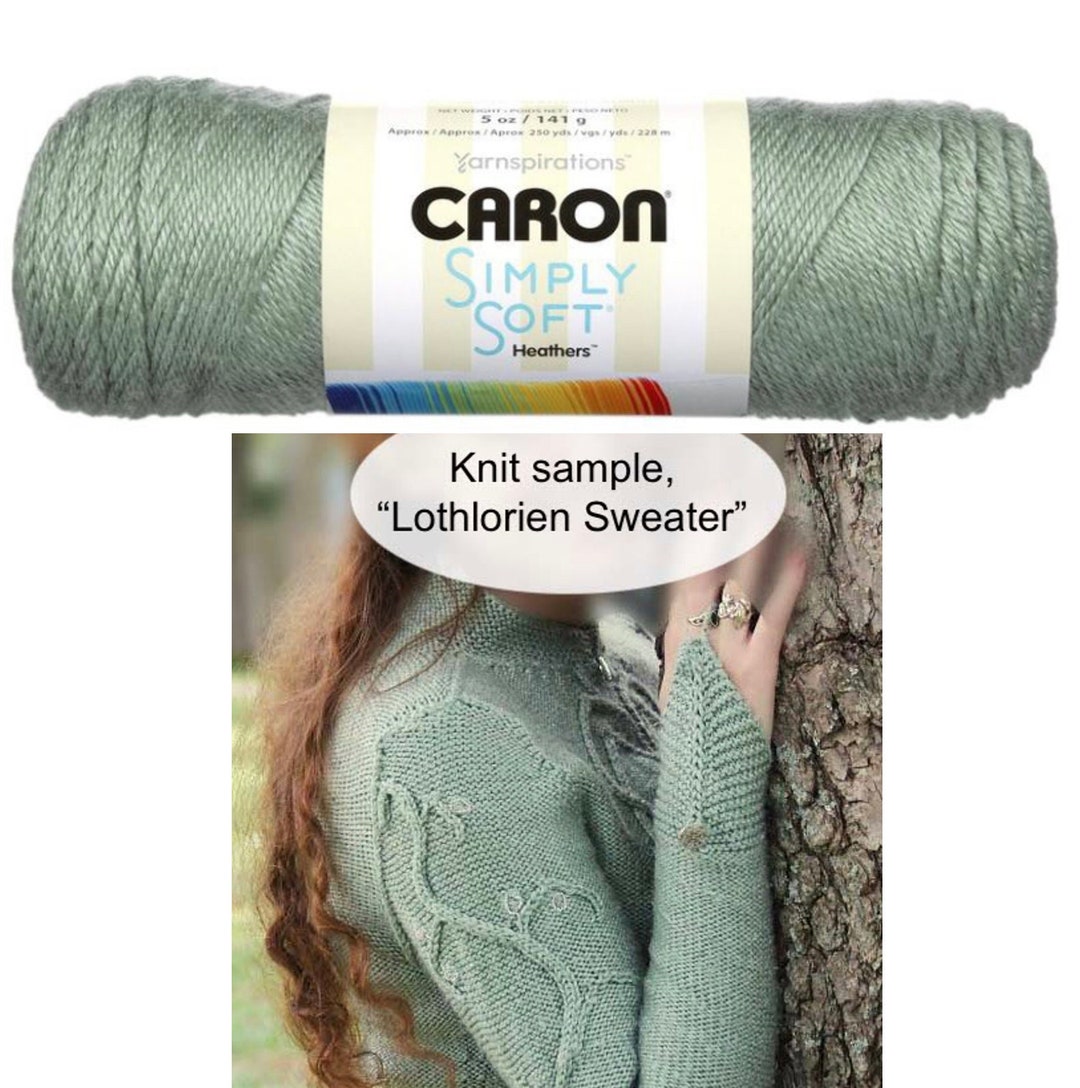 Caron Simply Soft Yarn, Woodland Heather (green); 5oz/250yds Worsted ...