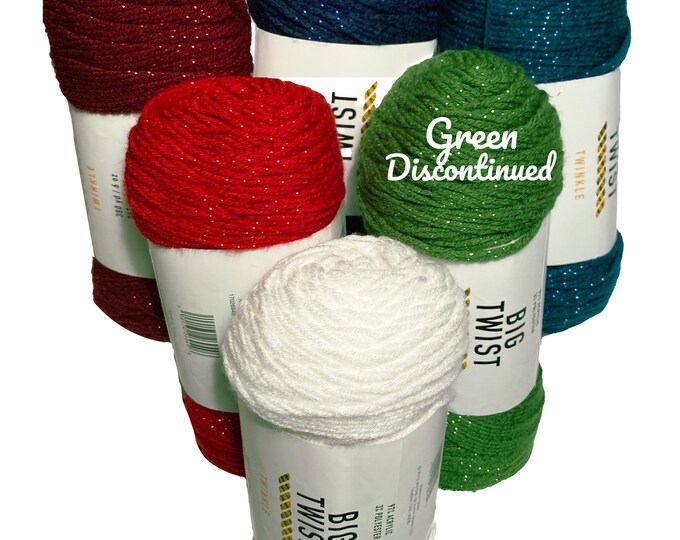 Soft Sparkle Yarn! Big Twist Twinkle Yarn - #4 Worsted; Red, White ...