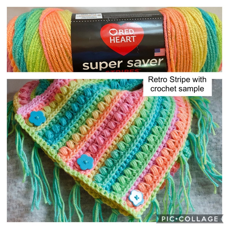 Retro Stripe Made in India Red Heart Super Saver Retro Stripe - Etsy