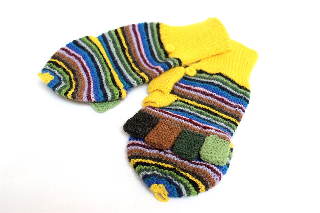 Feb. SALE 25% OFF* Pure Alpaca Hand Knitted Colorful Wool Gloves ...