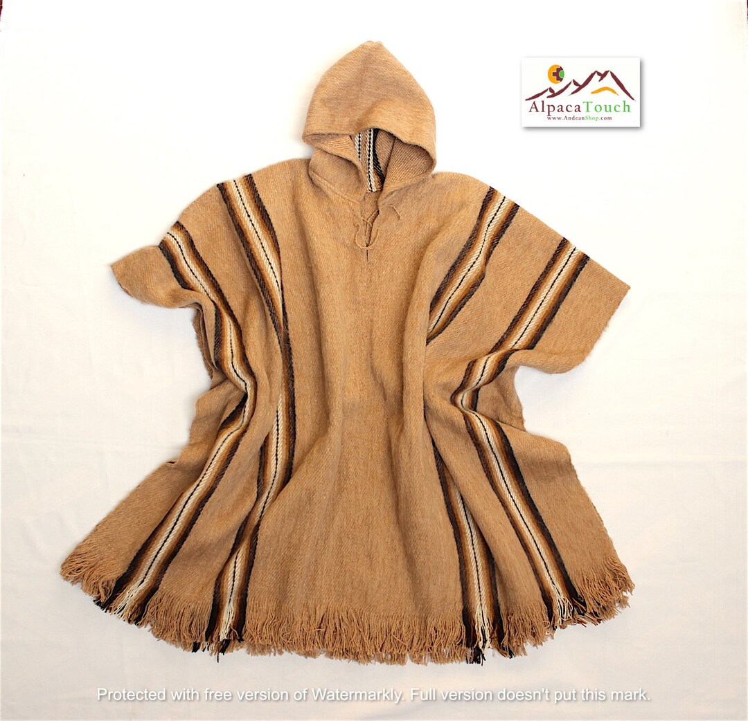 Apr. SALE 25% OFF* Men's Alpaca Llama Wool Hooded Poncho Light and Warm ...