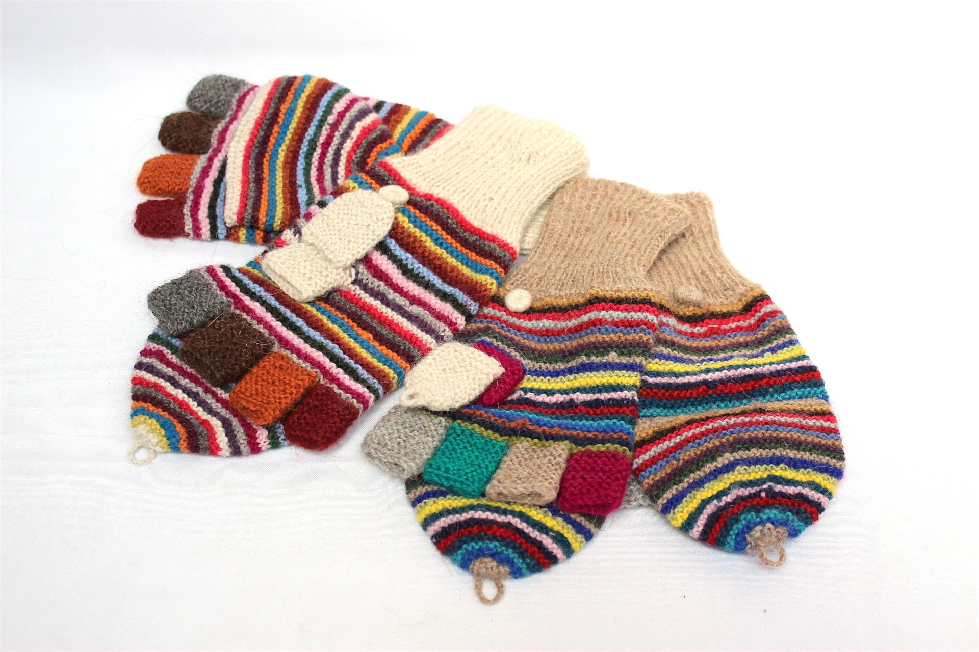 Apr. SALE 25% OFF* Pure Alpaca Hand Knitted Colorful Wool Gloves ...