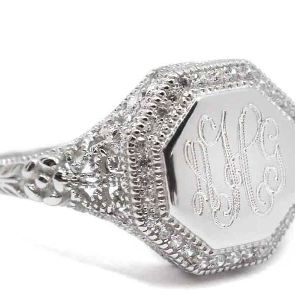 Monogram Ring - Etsy