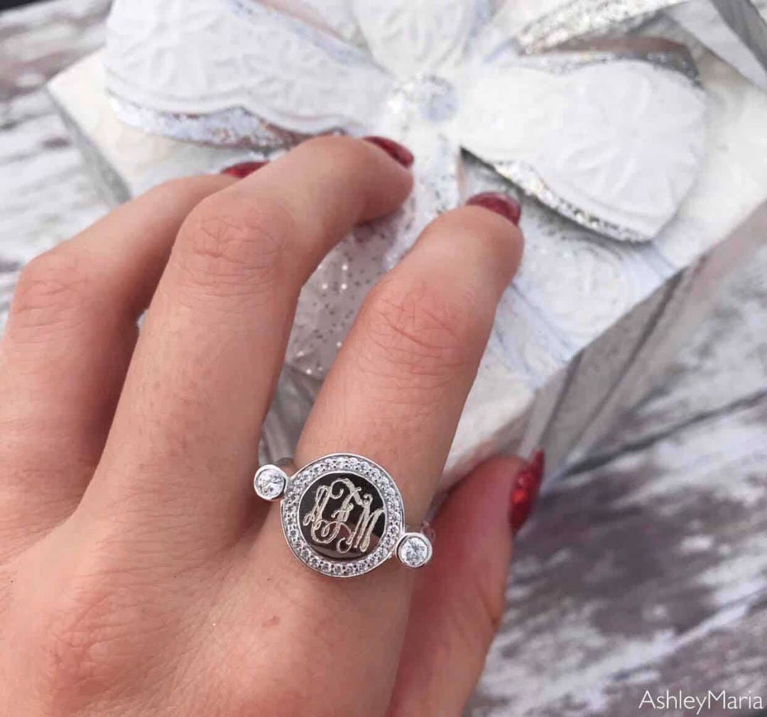Monogram Sterling Silver Rings, Monogram Rings, Sterling Silver ...