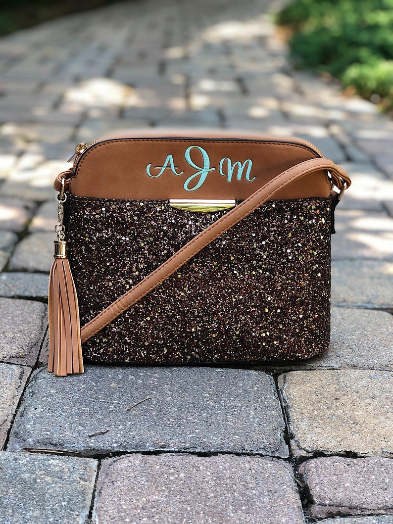 Monogram Crossbody Monogram Purse Monogram Glitter Purse - Etsy