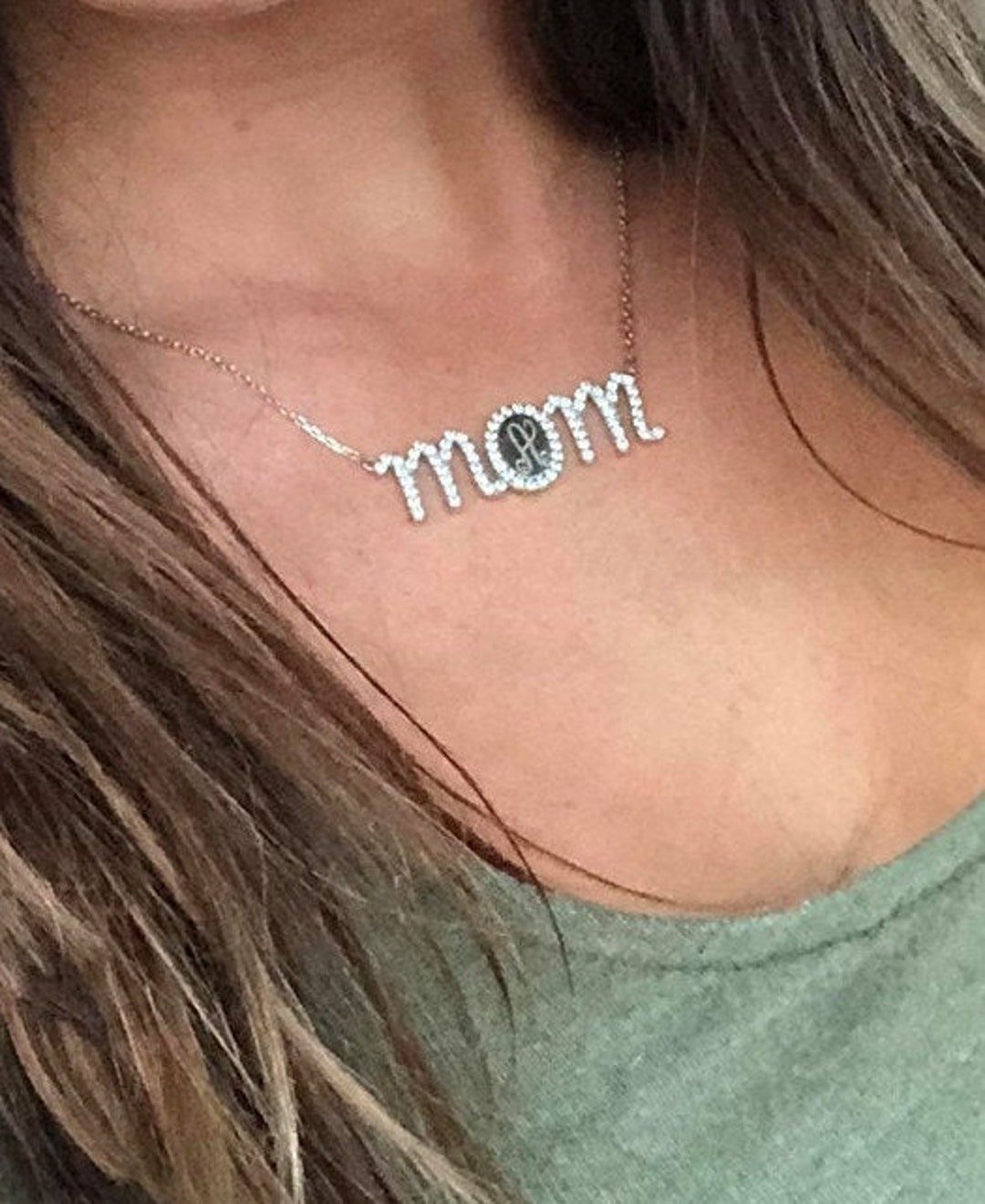 Monogram Necklace Monogram Mom Necklace Mom Necklace - Etsy