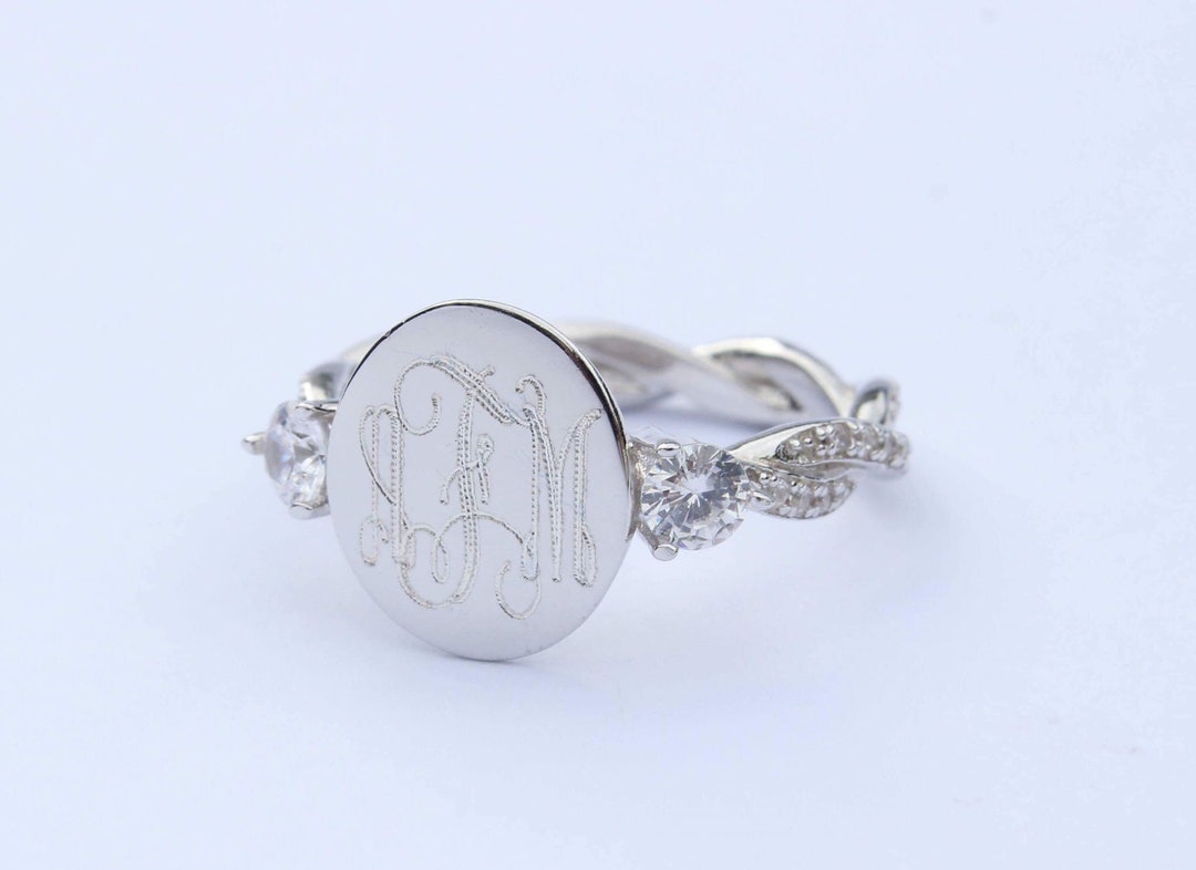 Monogram Sterling Silver Ring Monogram Ring Monogram Circle - Etsy
