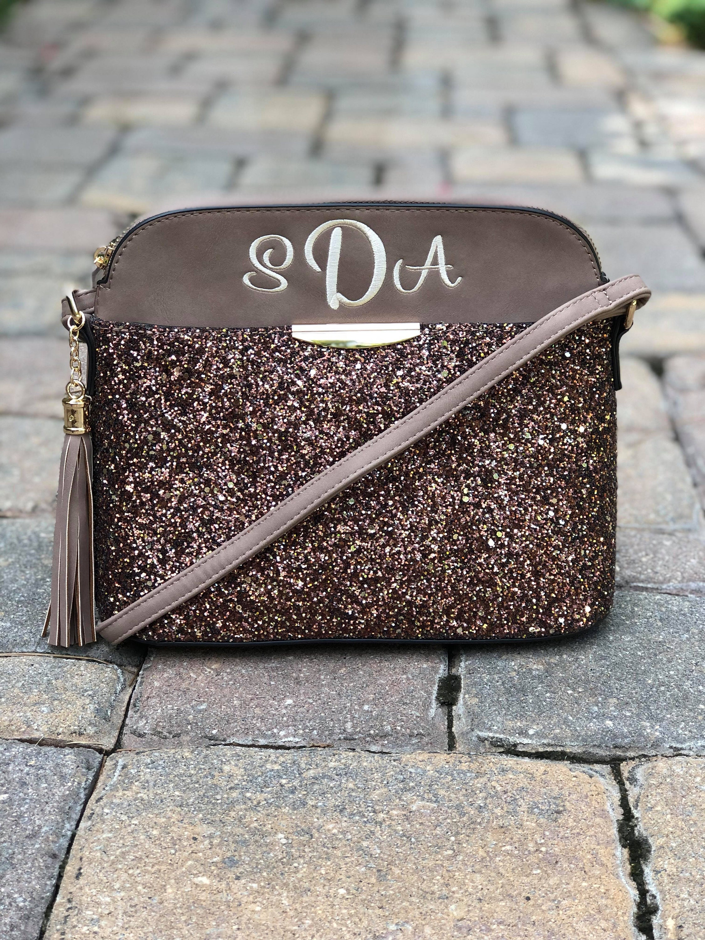 Monogram Crossbody Monogram Purse Monogram Glitter Purse | Etsy