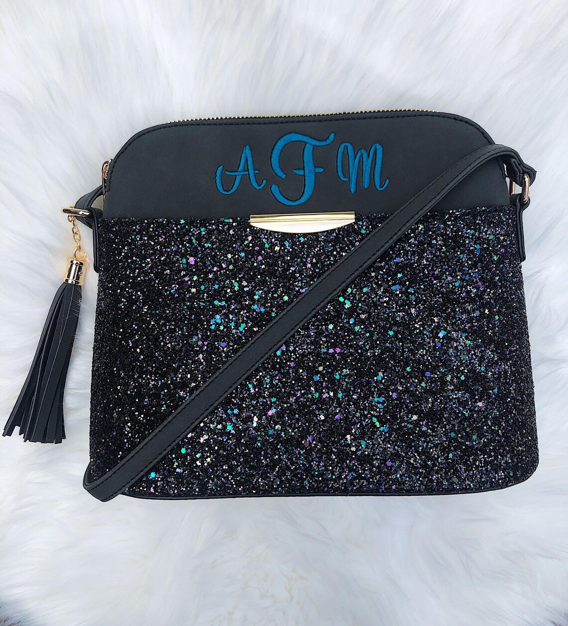 Monogram Crossbody Monogram Purse Monogram Glitter Purse | Etsy