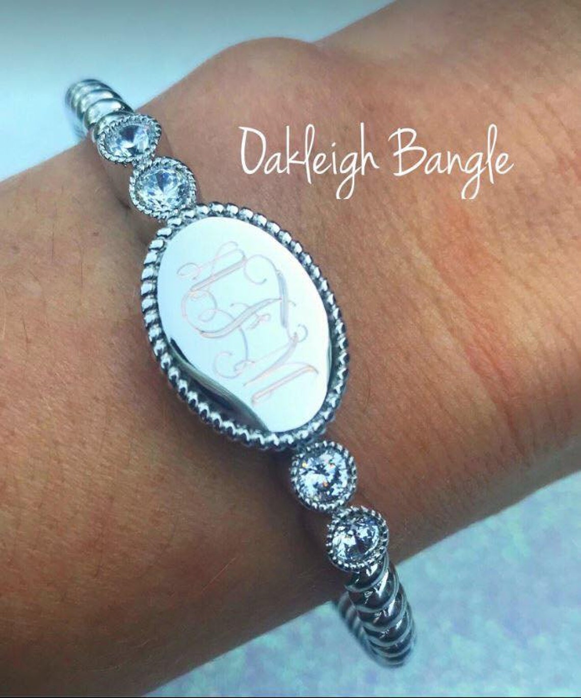 Monogram Bangle Monogram Bracelet Monogram Cubic Zirconia - Etsy