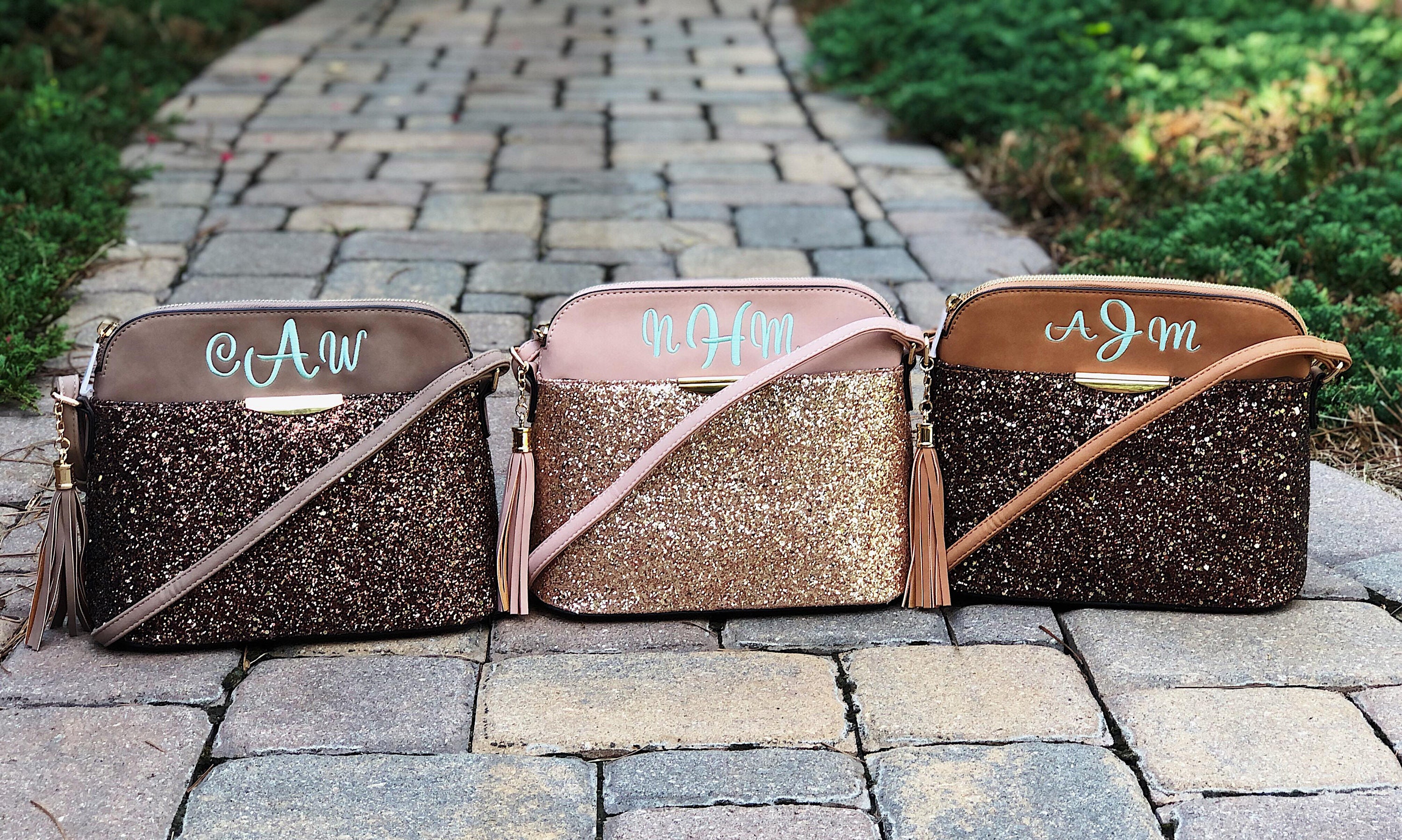 Monogram Crossbody Monogram Purse Monogram Glitter Purse | Etsy