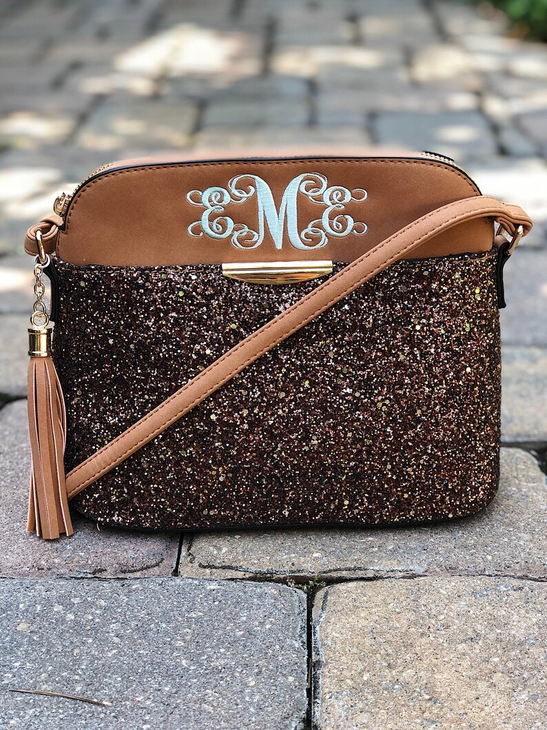 Monogram Crossbody Monogram Purse Monogram Glitter Purse - Etsy