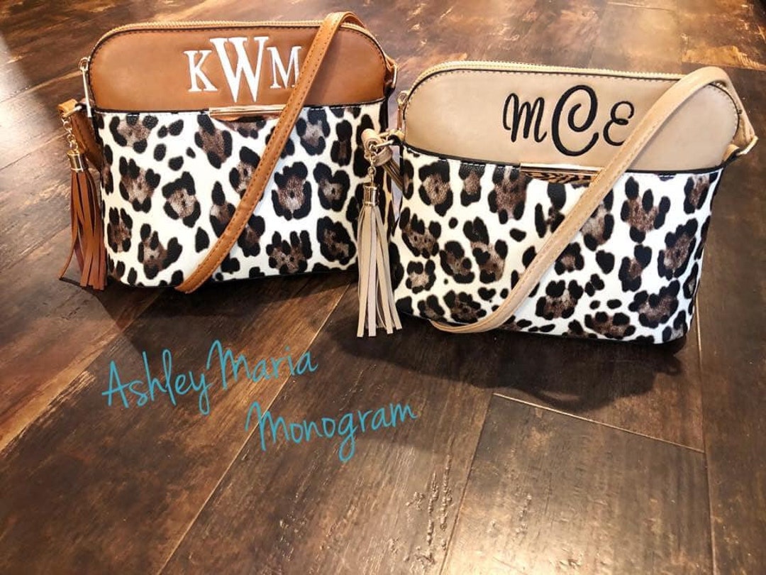 Monogram Leopard Crossbody Monogram Crossbody Leopard Purse - Etsy