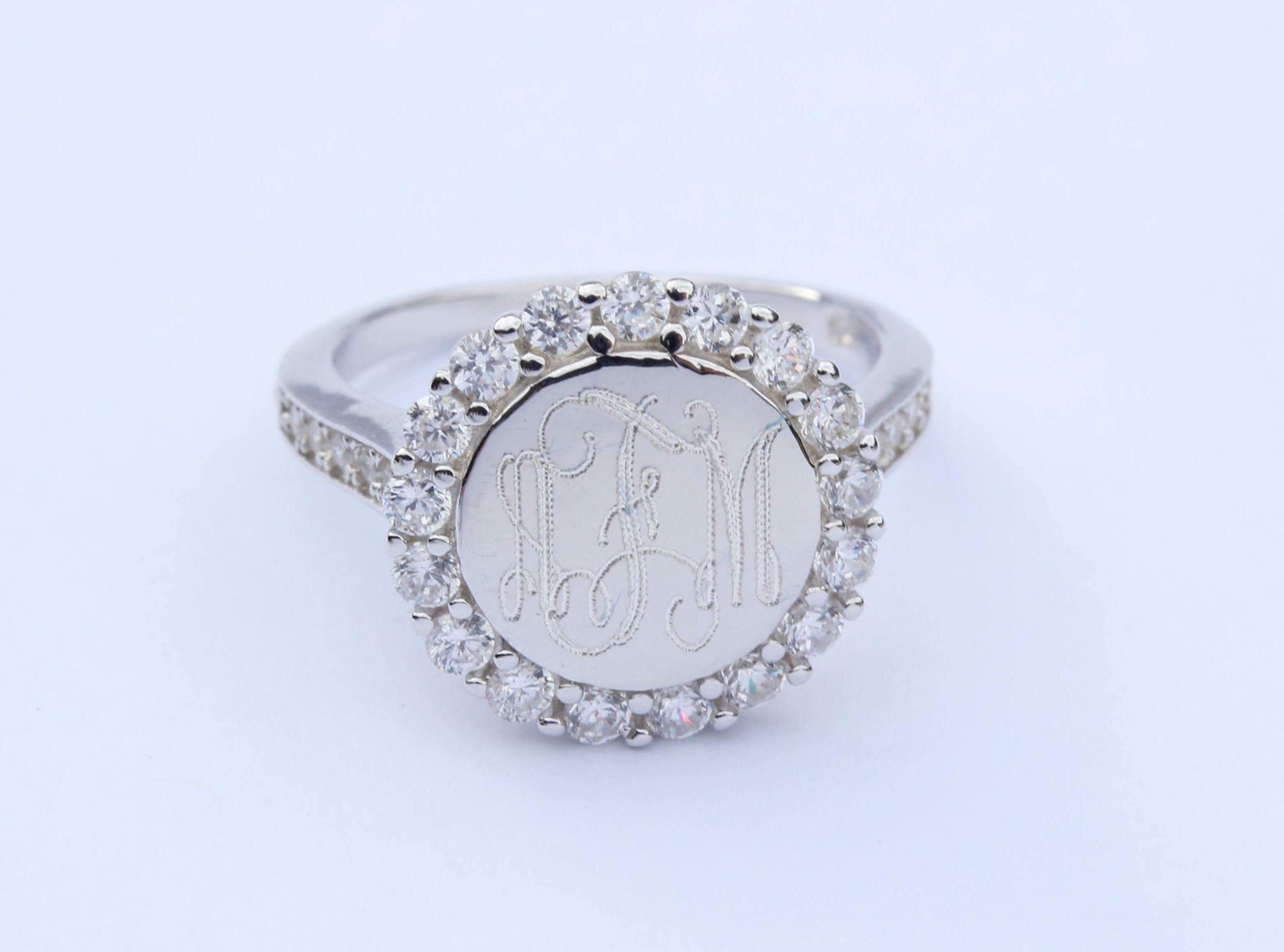 Monogram Sterling Silver Ring Monogram Ring Monogram Circle - Etsy