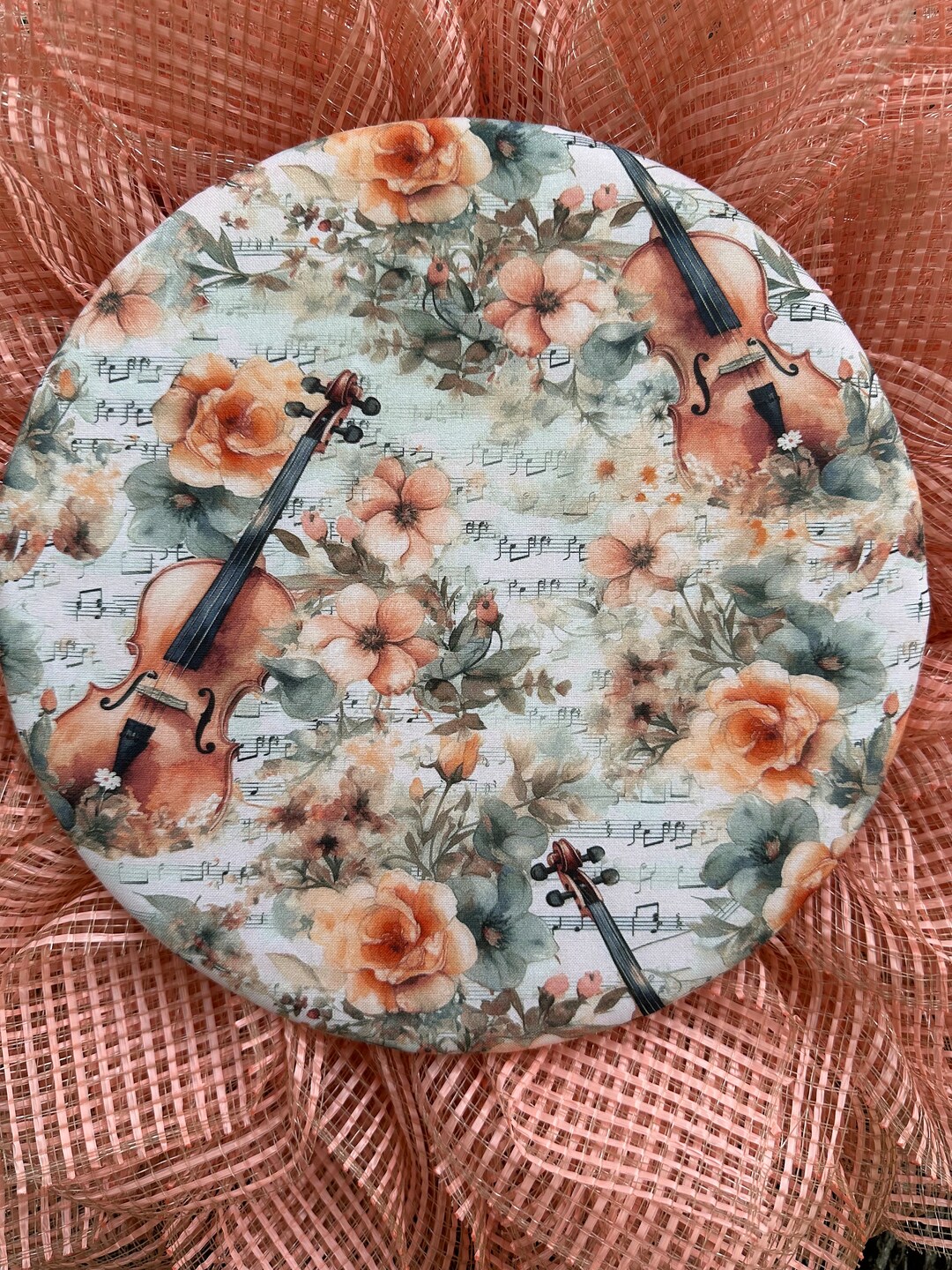 Wreath Center, Fabric Wreath Center, Floral Fabric Wreath Center ...