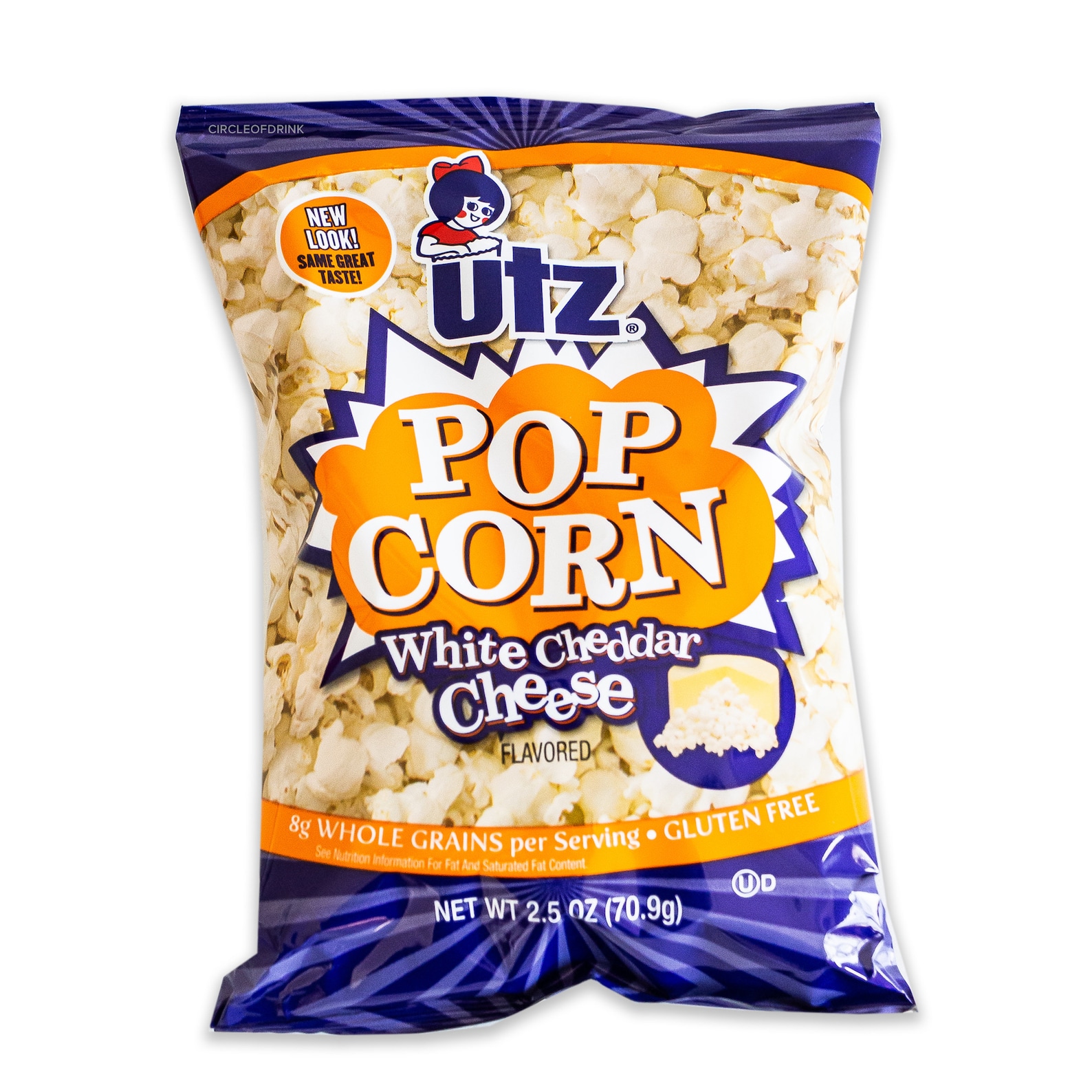 Utz White Cheddar Cheese Popcorn 4, 2.5oz Bags Real Cheddar Cheese ...