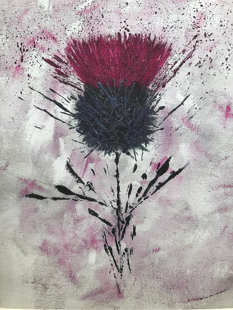 Scottish Thistle Art Print: Contemporary Abstract Painting - Etsy UK